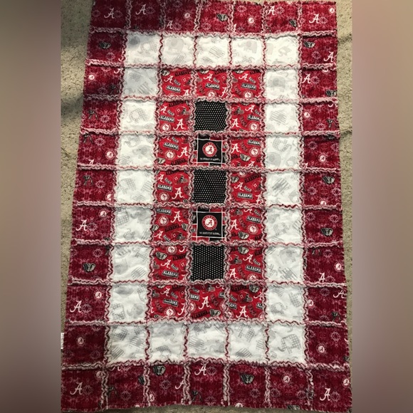 Hand Crafted | Bedding | Alabama Crimson Tide Baby Rag Quilt Handmade ...